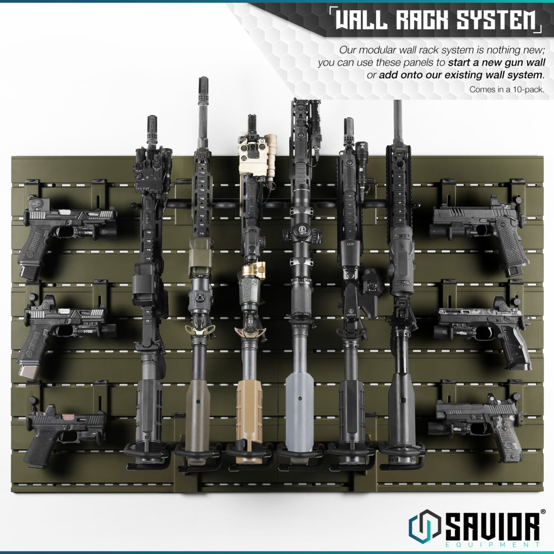 Savior Equipment Wall Rack System w/10 Panels WRS-PAN10-OG Up to 19% Off