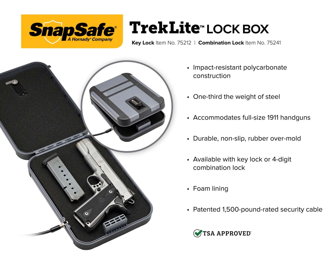 Snapsafe, A Hornady Company Lock Box With Key Lock XL Gun Safe 75212 11 ...