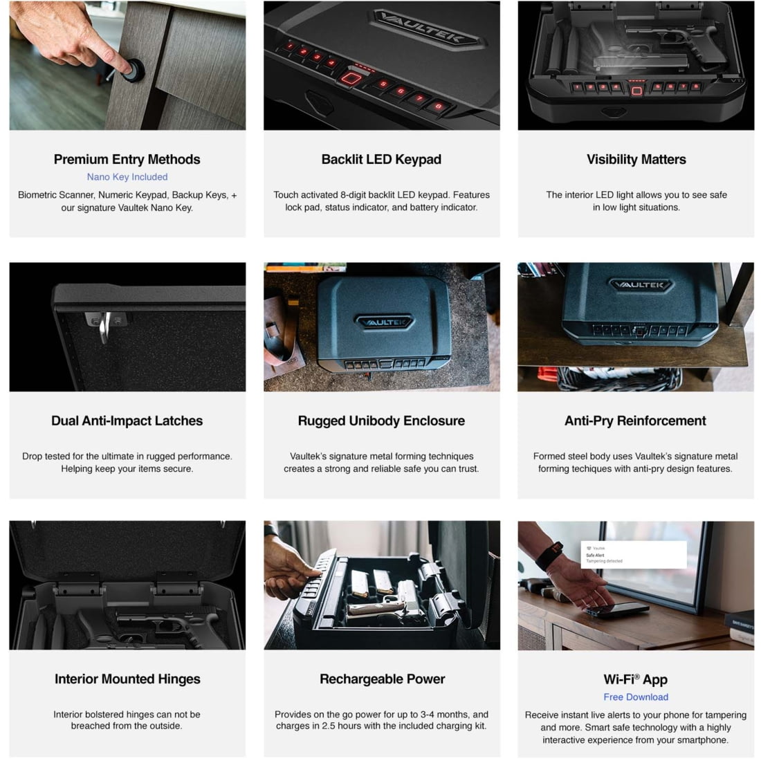 Vaultek Safe NVTi Full Size Rugged WiFi and Biometric Smart Safe NVTi-BK